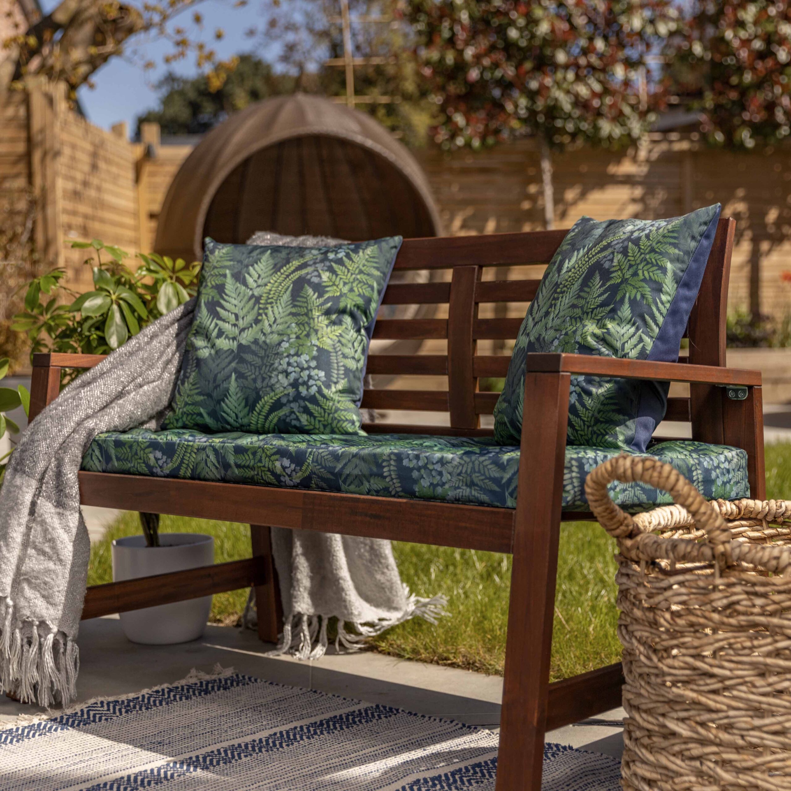 Water Resistant Garden Outdoor Bench Seat Pad - Ferns (Available In 2 ...