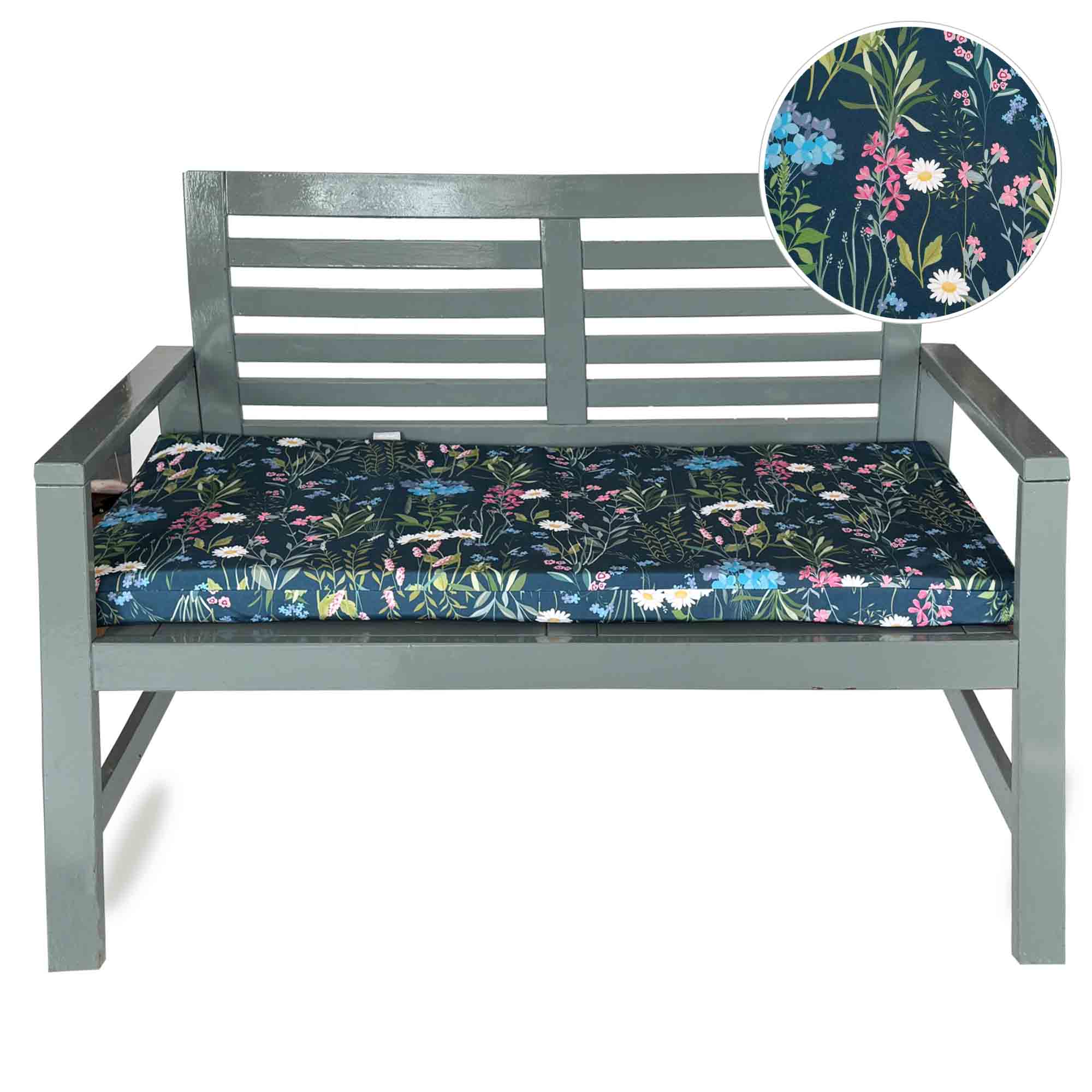 Water Resistant Garden Outdoor Bench Seat Pad - Forget Me Not Navy Blue ...