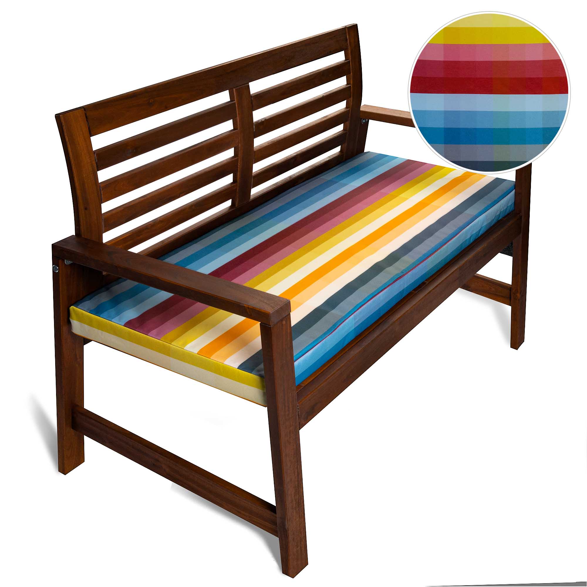 Water Resistant Garden Outdoor Bench Seat Pad - Pixel Stripes ...
