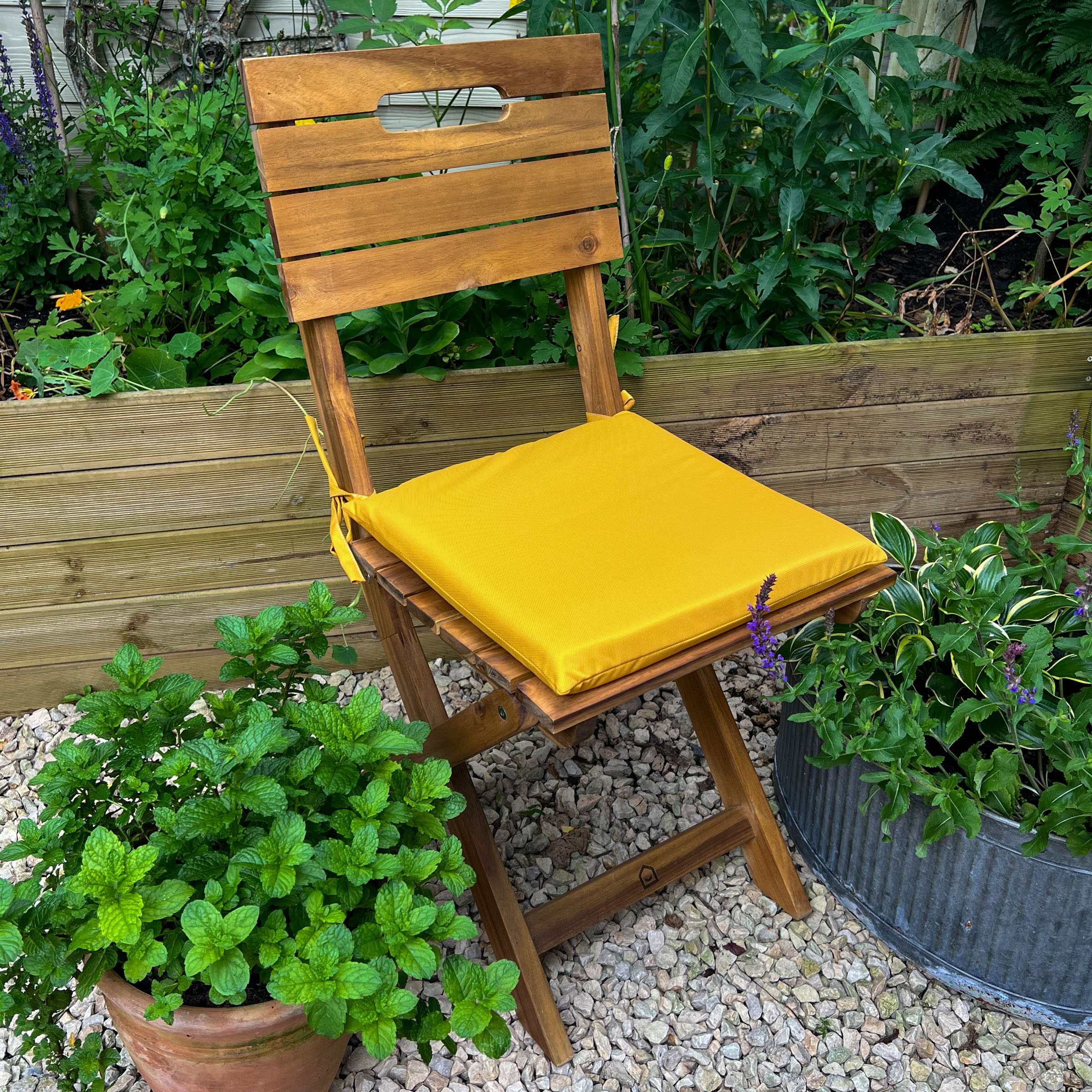 Set Of 2 Water Resistant Garden Seat Pads - Mustard Yellow (Available ...