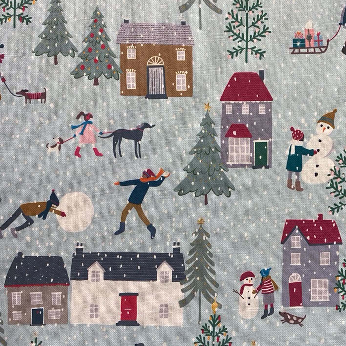 Luxury Linen Feel Fabric By The Metre - Snowy Day Festive Christmas ...